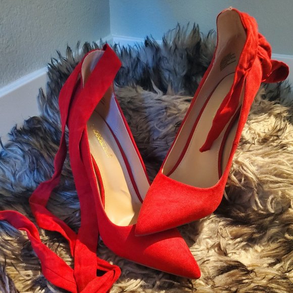 Shoe Dazzle | Shoes | Hot Red Pumps With Strap | Poshmark